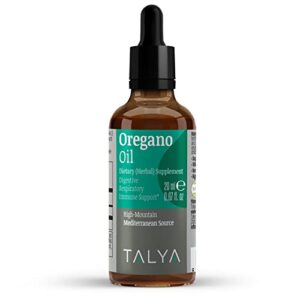 talya oregano oil herbal supplement 0.67 fl. oz, premium quality, 100% natural, high carvacrol, supports healthy system, digestion & respiratory relief, skin & nails, non-gmo, vegan, essential oil