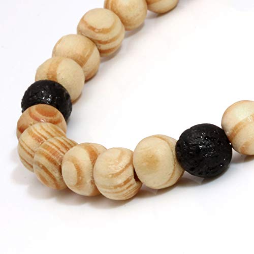 MILAKOO 4Pcs Lava Rock Stone Beads Essential Oil Diffuser Bracelet for Men Women Wood Beads Bracelet