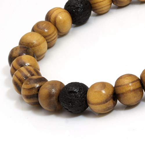 MILAKOO 4Pcs Lava Rock Stone Beads Essential Oil Diffuser Bracelet for Men Women Wood Beads Bracelet