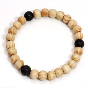 MILAKOO 4Pcs Lava Rock Stone Beads Essential Oil Diffuser Bracelet for Men Women Wood Beads Bracelet