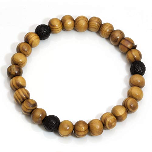 MILAKOO 4Pcs Lava Rock Stone Beads Essential Oil Diffuser Bracelet for Men Women Wood Beads Bracelet