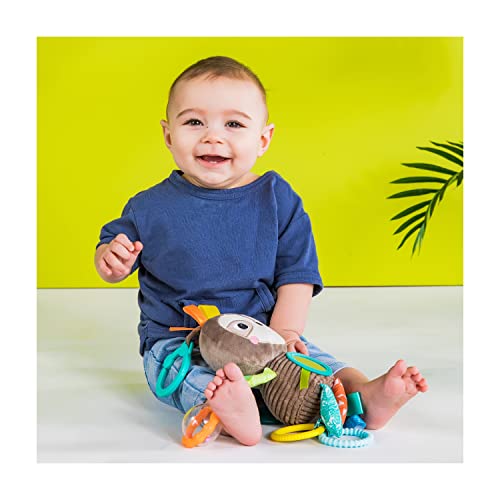 Bright Starts Sloth Plush Playful Pals Take-Along BPA-Free Stroller Baby Toy, Age Newborn+