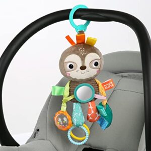 Bright Starts Sloth Plush Playful Pals Take-Along BPA-Free Stroller Baby Toy, Age Newborn+