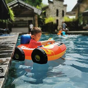 Big Summer Inflatable Fire Boat Pool Float for Kids with Built-in Squirt Gun, Inflatable Ride-on for Children Aged 3-7 Years