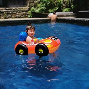 Big Summer Inflatable Fire Boat Pool Float for Kids with Built-in Squirt Gun, Inflatable Ride-on for Children Aged 3-7 Years