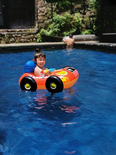 Big Summer Inflatable Fire Boat Pool Float for Kids with Built-in Squirt Gun, Inflatable Ride-on for Children Aged 3-7 Years