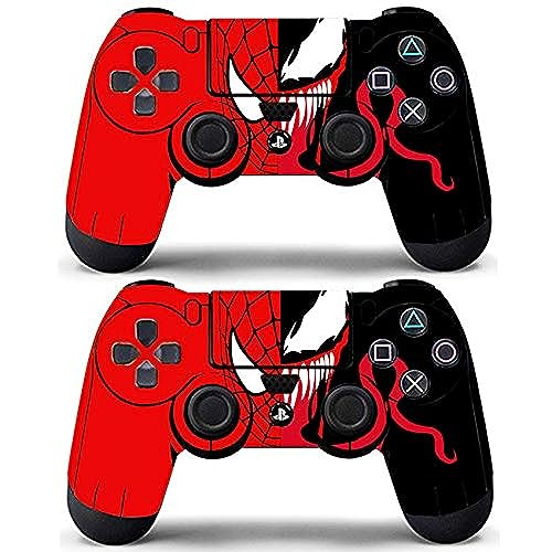 Vanknight PS-4 Controller Remote Skin Vinly Stickers Play Station 4 Decals Covers (Pack of 2) Spider Red