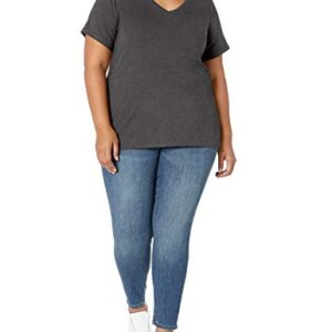 Amazon Essentials Women's Short-Sleeve V-Neck T-Shirt (Available in Plus Size), Charcoal Heather, 2X