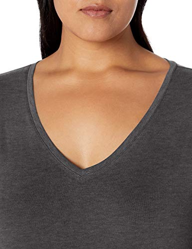 Amazon Essentials Women's Short-Sleeve V-Neck T-Shirt (Available in Plus Size), Charcoal Heather, 2X