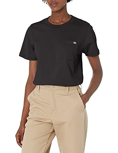 Dickies Women's Short Sleeve Heavyweight Pocket T-Shirt, Black, Medium