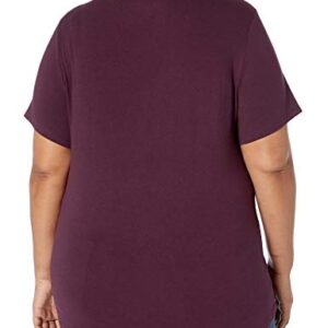 Amazon Essentials Women's Short-Sleeve V-Neck T-Shirt (Available in Plus Size), Burgundy, 2X