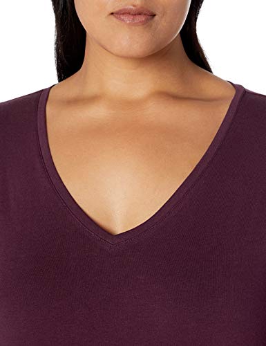 Amazon Essentials Women's Short-Sleeve V-Neck T-Shirt (Available in Plus Size), Burgundy, 2X