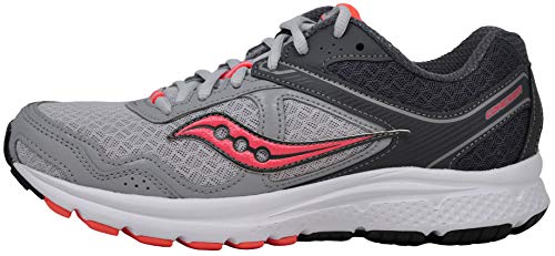 Saucony Women's Cohesion 10 Grey/Peach Running Shoe 9 M US