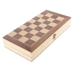 Hey! Play! Chess Set with Folding Wooden Board-Beginner’s Portable Classic Strategy and Skill Game for Competitive 2-Player Family Fun , Brown