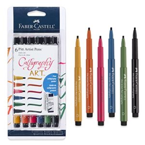 faber-castell calligraphy pitt artist pen set - 6 multi colored calligraphy pens