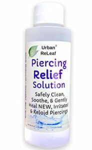 urban releaf piercing relief solution ! safely clean, soothe & gently heal new, irritated and keloid piercings. 100% natural sea salt, tea tree, rosemary