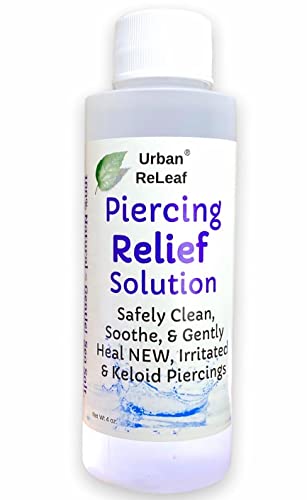 Urban ReLeaf Piercing Relief Solution ! Safely Clean, Soothe & Gently Heal New, Irritated and Keloid Piercings. 100% Natural Sea Salt, Tea Tree, Rosemary