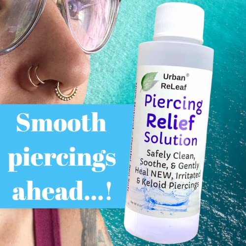 Urban ReLeaf Piercing Relief Solution ! Safely Clean, Soothe & Gently Heal New, Irritated and Keloid Piercings. 100% Natural Sea Salt, Tea Tree, Rosemary