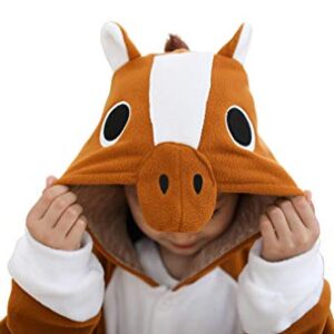 Brown Horse Cuddly Plush One Piece Pajamas Cosplay Costume for Kids 3t 4t 5t