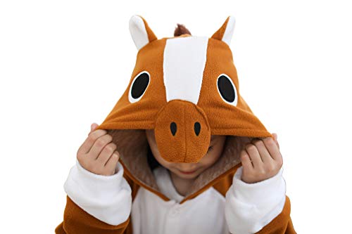 Brown Horse Cuddly Plush One Piece Pajamas Cosplay Costume for Kids 3t 4t 5t