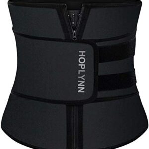 HOPLYNN Neoprene Sweat Waist Trainer Corset Trimmer Shaper Belt for Women, Workout Plus Size Waist Cincher Stomach Wraps Bands Black Medium