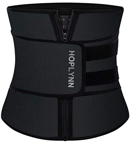 HOPLYNN Neoprene Sweat Waist Trainer Corset Trimmer Shaper Belt for Women, Workout Plus Size Waist Cincher Stomach Wraps Bands Black Medium