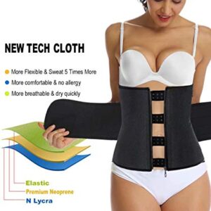 HOPLYNN Neoprene Sweat Waist Trainer Corset Trimmer Shaper Belt for Women, Workout Plus Size Waist Cincher Stomach Wraps Bands Black Medium