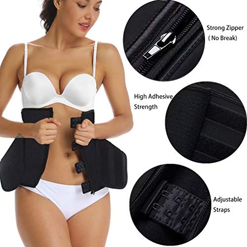 HOPLYNN Neoprene Sweat Waist Trainer Corset Trimmer Shaper Belt for Women, Workout Plus Size Waist Cincher Stomach Wraps Bands Black Medium