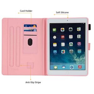 Dteck Case for iPad 6th Generation 2018 /iPad 5th Generation 2017 /iPad Air 2 2014 /iPad Air 2013 Tablet 9.7 Inch, PU Leather Smart Stand Wallet Cute Flip Cover Case with Stylus Pen (Smile Unicorn)