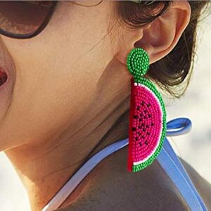 idealway Beads Fruit Watermelon Shape Drop Earrings For Women Statement Party Jewelry (Purple)