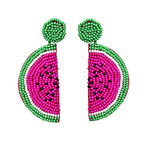 idealway Beads Fruit Watermelon Shape Drop Earrings For Women Statement Party Jewelry (Purple)