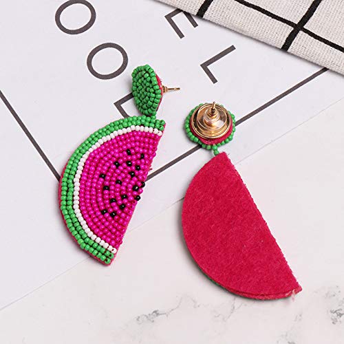 idealway Beads Fruit Watermelon Shape Drop Earrings For Women Statement Party Jewelry (Purple)