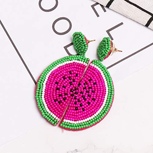 idealway Beads Fruit Watermelon Shape Drop Earrings For Women Statement Party Jewelry (Purple)