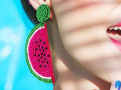 idealway Beads Fruit Watermelon Shape Drop Earrings For Women Statement Party Jewelry (Purple)