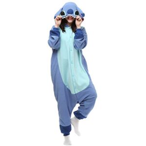 zealove adult stich onesie animal pajamas christmas cosplay costumes party wear blue m