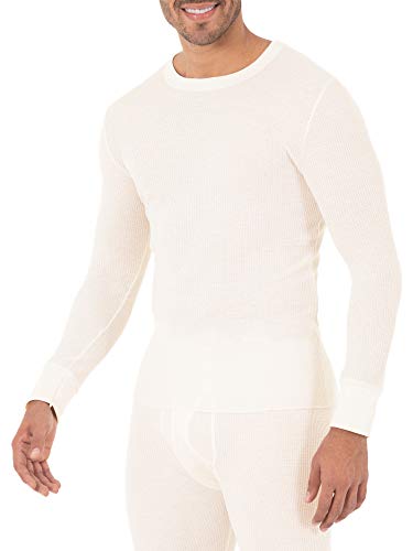 Fruit of the Loom Men's Classic Midweight Waffle Thermal Underwear Crew Top (1 & 2 Packs), Sandstone, X-Large