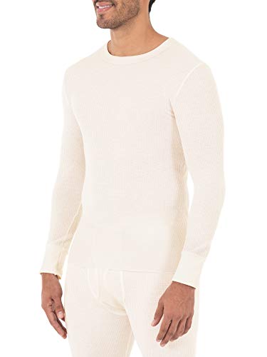 Fruit of the Loom Men's Classic Midweight Waffle Thermal Underwear Crew Top (1 & 2 Packs), Sandstone, X-Large