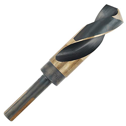 COMOWARE 1 inch Reduced Shank Drill Bit- 1/2 inch Shank, HSS Silver and Deming, Black & Gold