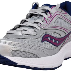 Saucony Women's VERSAFOAM Cohesion 12 Grey/Navy/Purple Road Running Shoe 8 Medium US