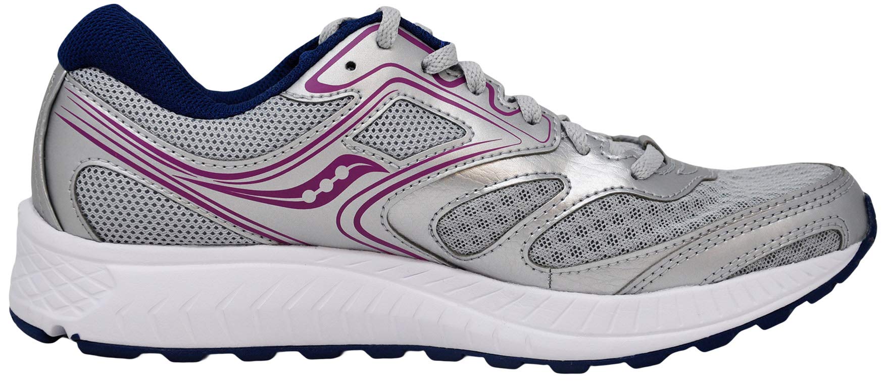 Saucony Women's VERSAFOAM Cohesion 12 Grey/Navy/Purple Road Running Shoe 8 Medium US