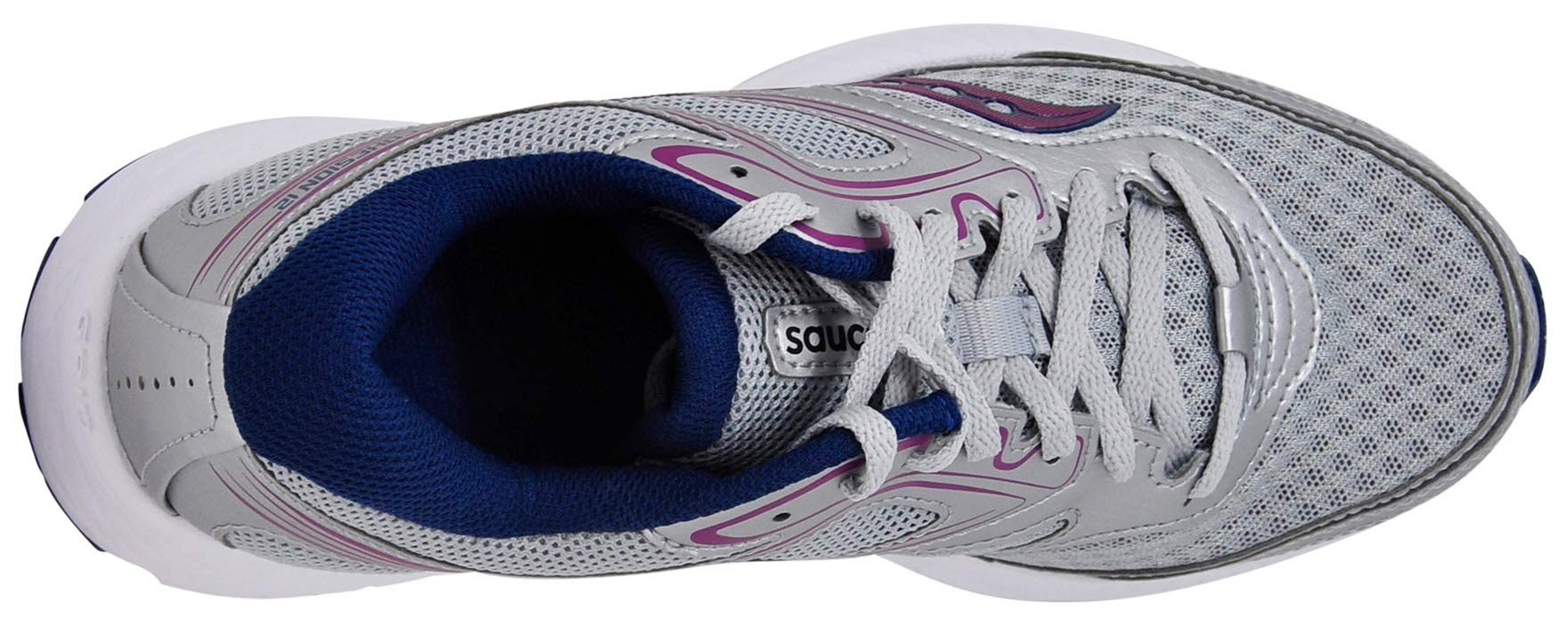 Saucony Women's VERSAFOAM Cohesion 12 Grey/Navy/Purple Road Running Shoe 8 Medium US