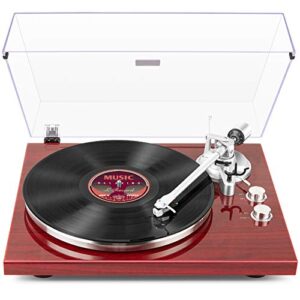 1 by one belt drive turntable with bluetooth connectivity, built-in phono pre-amp, usb digital output vinyl stereo record player with magnetic cartridge, 33 or 45 rpm