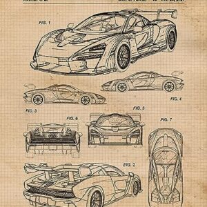 Classic Cars Collection Patent Prints, 4 (8x10) Unframed Photos, Wall Art Decor Gifts Under 20 for Home Office Man Cave College Student Teacher F1 McLaren Aston Martin Audi Porsche Team Racing