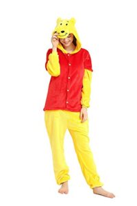 adults unisex onesie halloween costumes animals sleeping pajamas, winnie the pooh, x-large