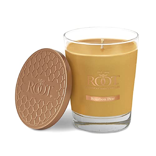 Root Candles 8870380 Honeycomb Veriglass Scented Beeswax Blend Candle, Large, Bourbon Pear