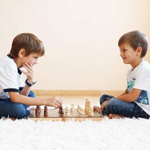 Wooden Chess Set for Kids and Adults – 17 in Staunton Chess Set - Large Folding Chess Board Game Sets - Storage for Pieces | Wood Pawns - Unique E-Book for Beginner - 2 Extra Queens