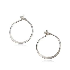 Teeny Tiny Thin Huggie Hammered Hoop Earrings, 9mm (Sterling Silver)