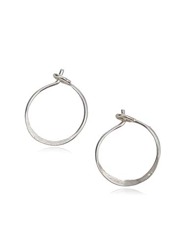 Teeny Tiny Thin Huggie Hammered Hoop Earrings, 9mm (Sterling Silver)