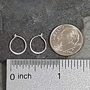 Teeny Tiny Thin Huggie Hammered Hoop Earrings, 9mm (Sterling Silver)