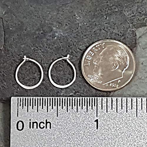 Teeny Tiny Thin Huggie Hammered Hoop Earrings, 9mm (Sterling Silver)